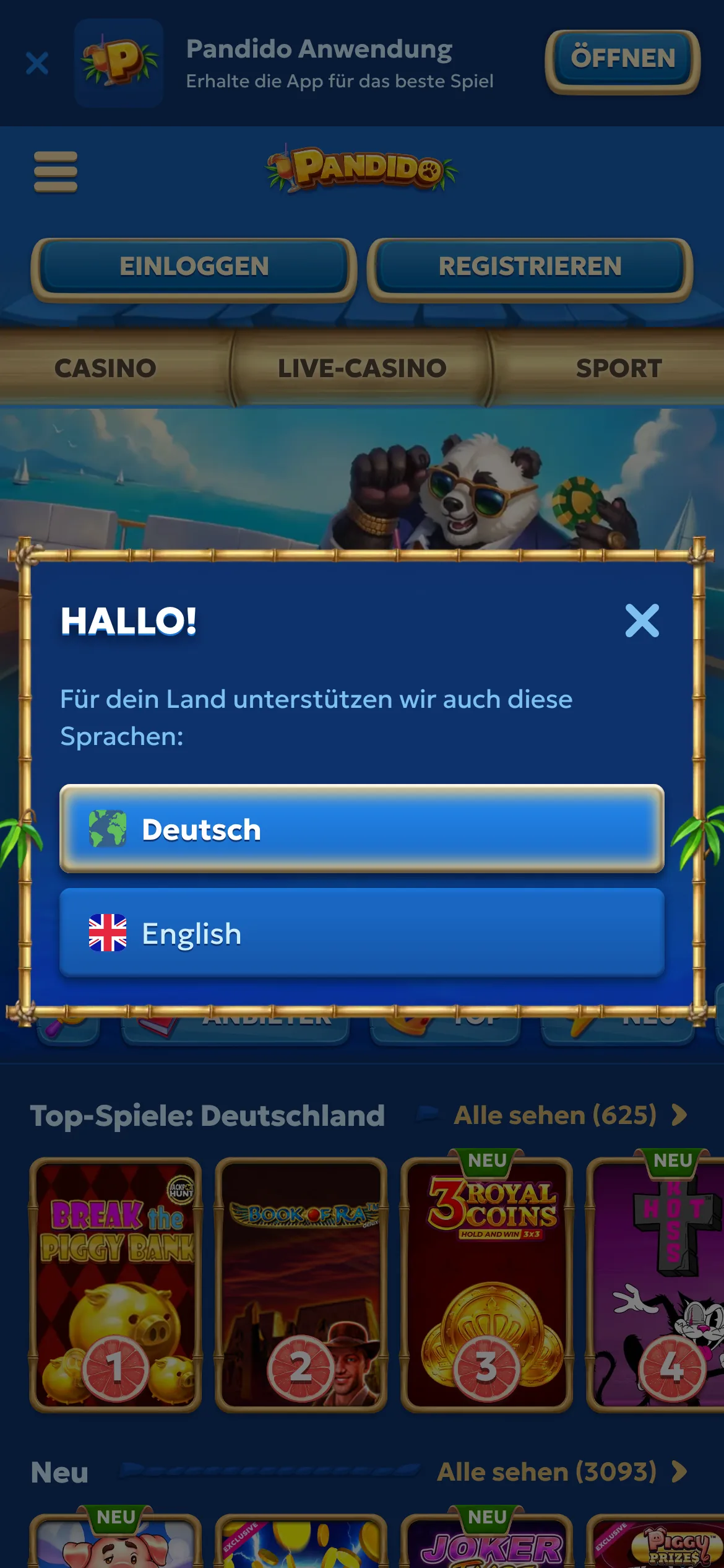 Pandido Casino — Bonus, Freispiele & Login offiziell